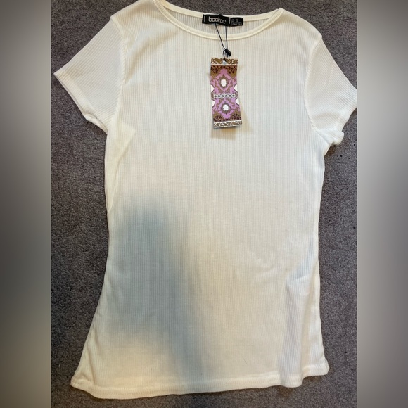 Boohoo | Tops | Boohoo Basic Ribbed White Tshirt | Poshmark